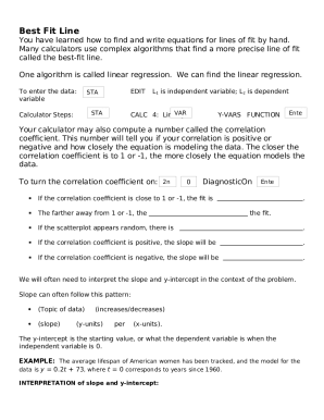 Algebra 1- Section 4.6- Finding Lines of Best Fit with Technology Doc ...