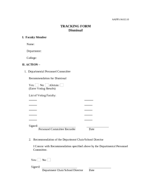 TRACKING Dismissal Doc Template | pdfFiller