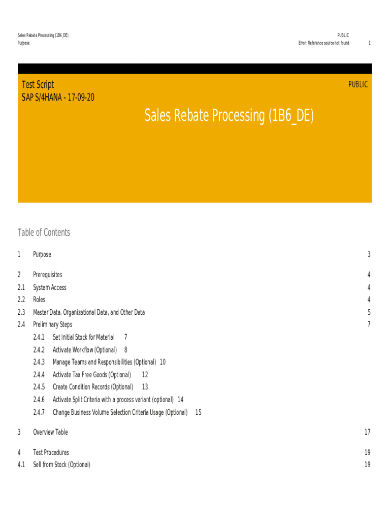 SAP Sales Rebates by Vistex for SAP S/4HANA release ... Doc Template ...