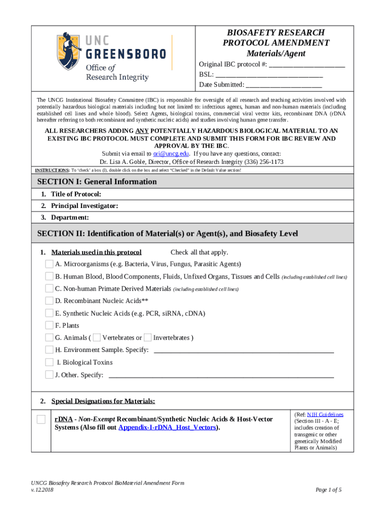 Biosafety Protocols and AmendmentsOhio State Office of ... - integrity ...