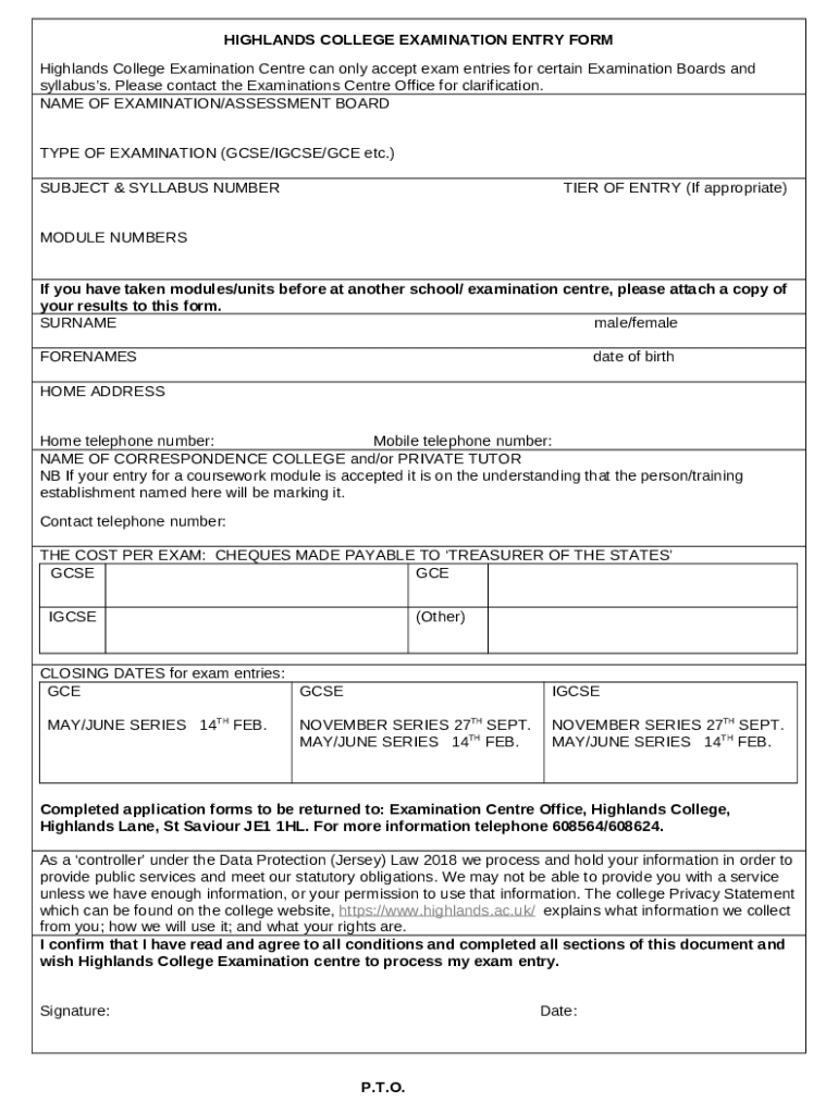 Entry--GCE-GCSE-IGCSE.doc Doc Template | pdfFiller