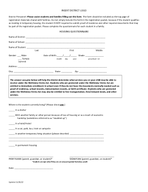 Fillable Online Housing Questionnaire Sample Fax Email Print - pdfFiller