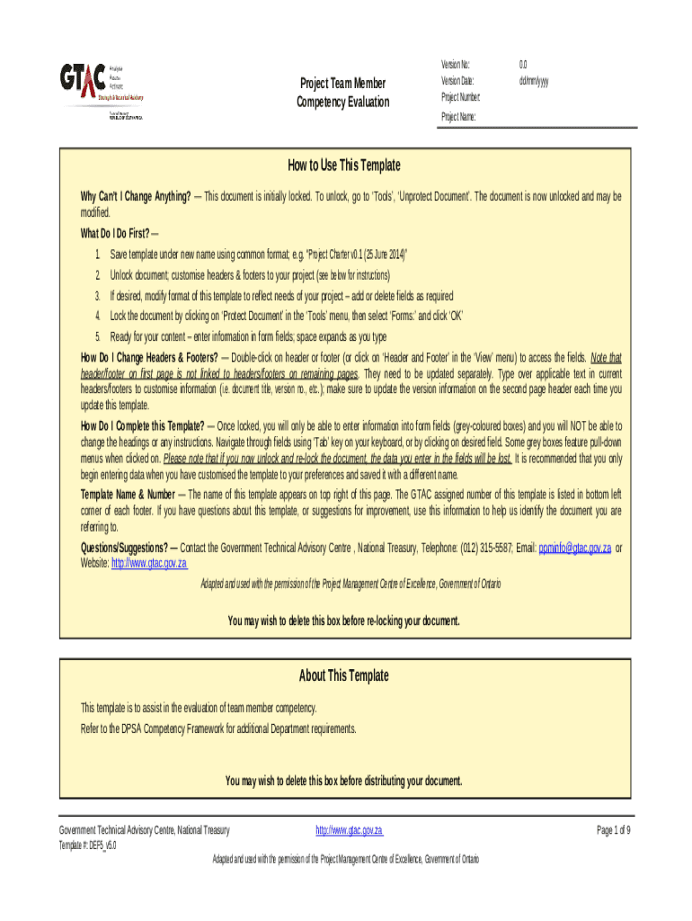 DEF5.Project Team Member Evaluation Template Doc Template | pdfFiller