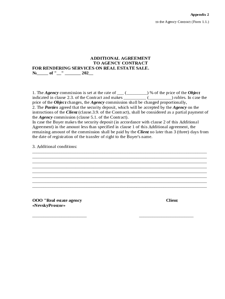 Appendix 2 Additional Agreement Doc Template | pdfFiller