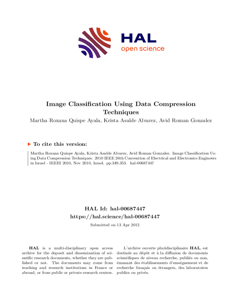Fillable Online Image Classification Using Data Compression Techniques