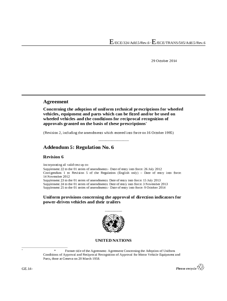 Agreement Addendum 5: Regulation No. 6 Doc Template | pdfFiller