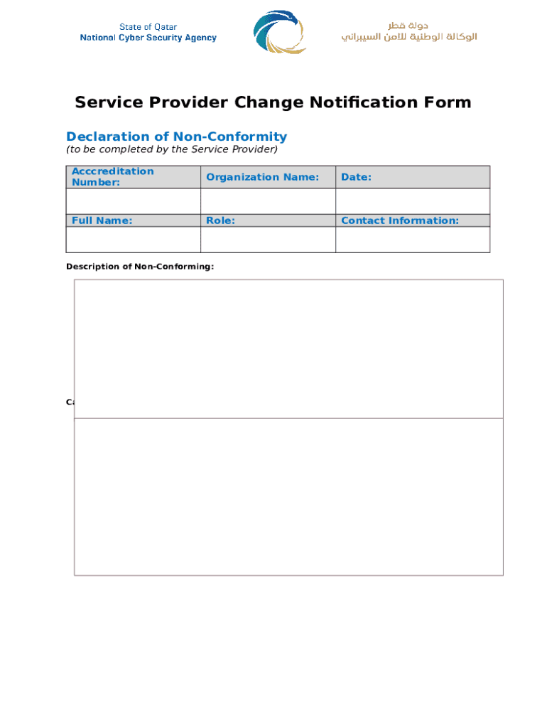 NCSA-NISCF-CNF-2.0 Service Provider Change Notification Doc Template ...