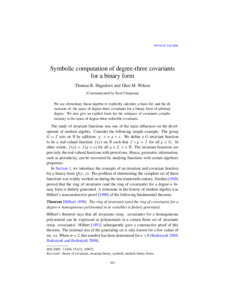 Fillable Online Symbolic computation of degree-three covariants for a ...