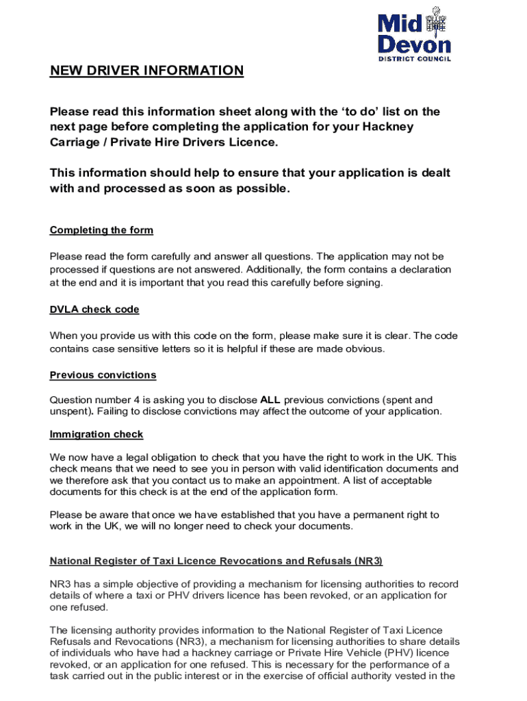 Fillable Online New Driver Application Form Oct 2023 Fax Email Print ...