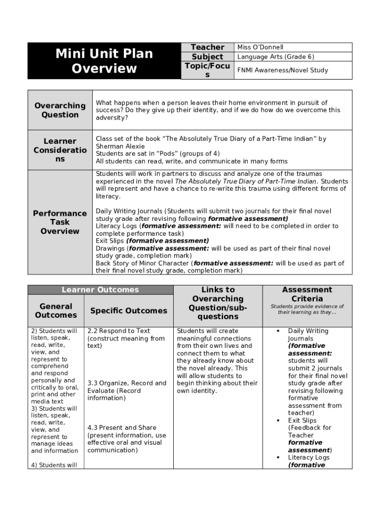 Lesson Plans - Indigenous Ways of Knowing & Being Doc Template | pdfFiller
