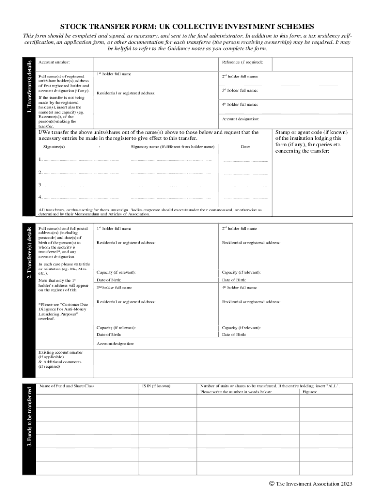 Fillable Online Stock Transfer Form for CIS. Stock Transfer Form for ...