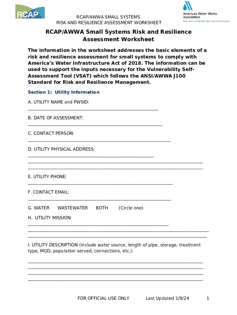 RRA Small Systems Worksheet Doc Template | pdfFiller