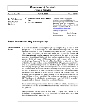 Batch Process for May Furlough Day - Payroll Bulletin Doc Template ...
