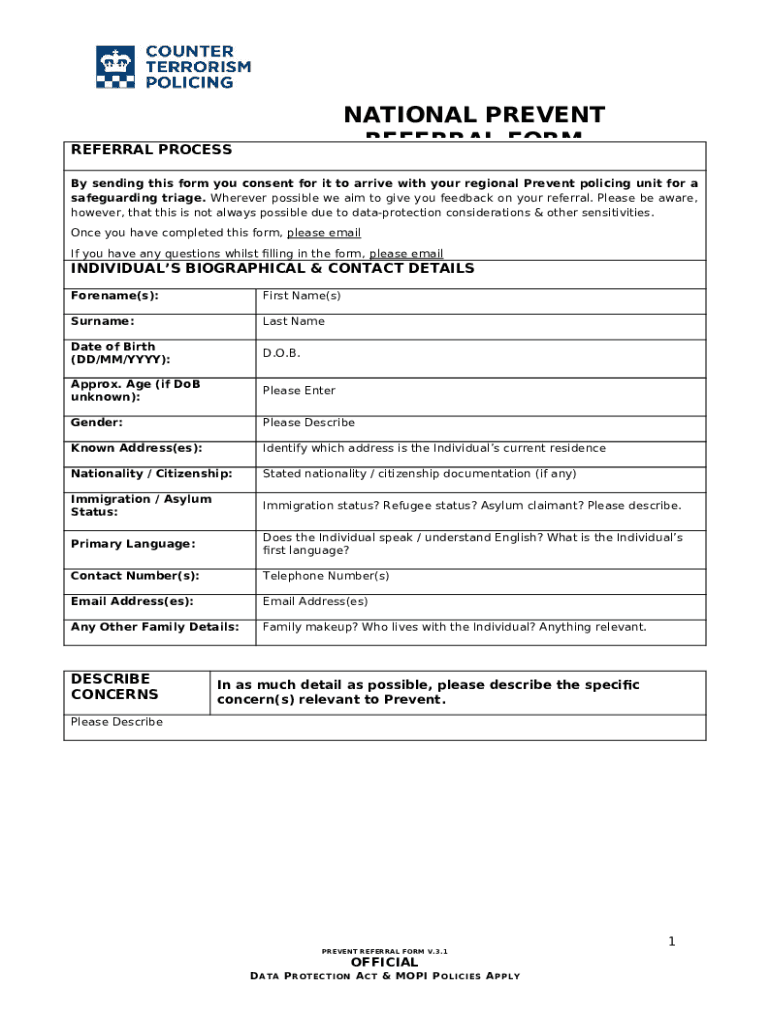 National Prevent referral Doc Template | pdfFiller