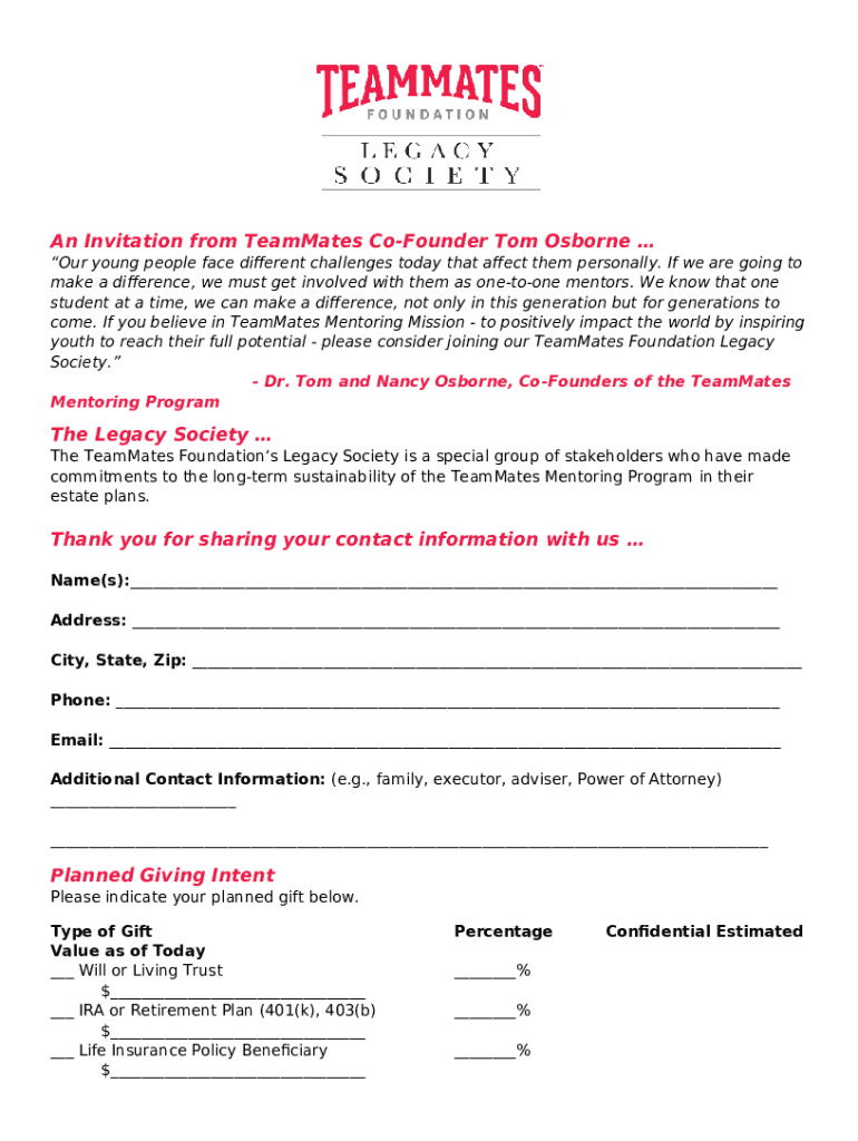 FOUNDATION-Legacy-Society-Planned-Giving-- ... Doc Template | pdfFiller