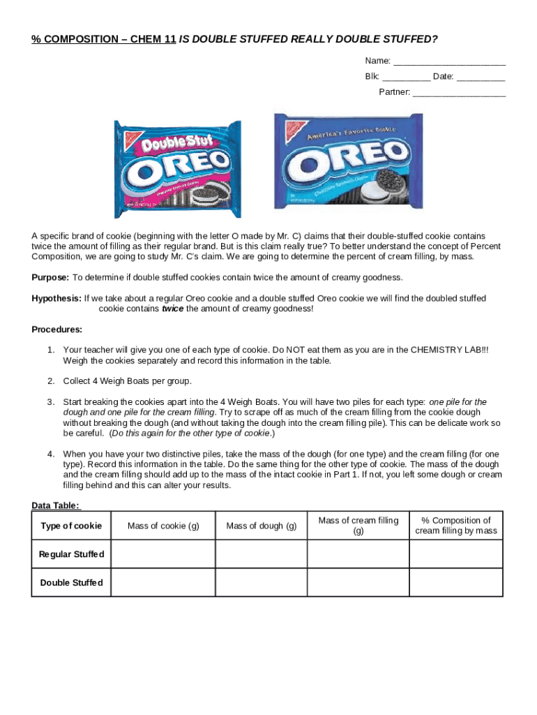 Oreo Cookie Lab and WorksheetIs A Double ... - YouTube Doc Template | pdfFiller