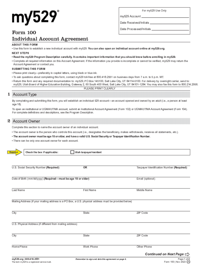 Fillable Online my529 Utah's educational savings plan Fax Email Print ...
