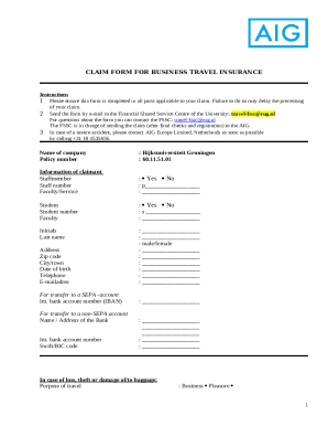 NOTES FOR TRAVEL CLAIMS Claim Doc Template | pdfFiller