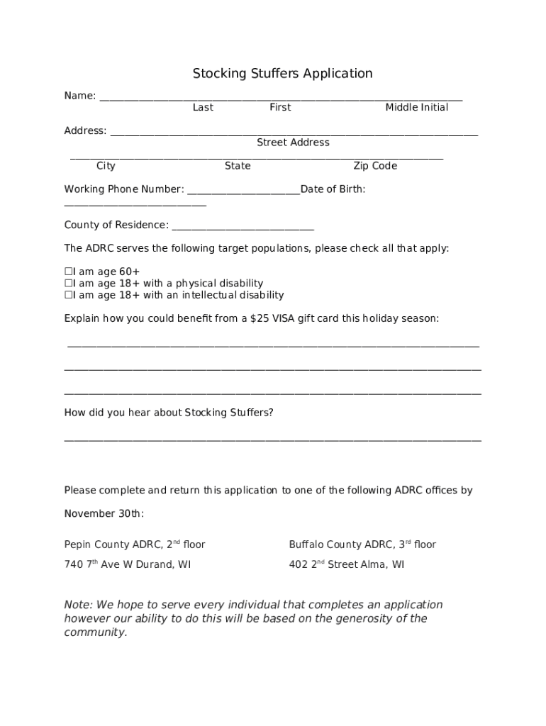 stocking-stuffers-application-. ... Doc Template | pdfFiller