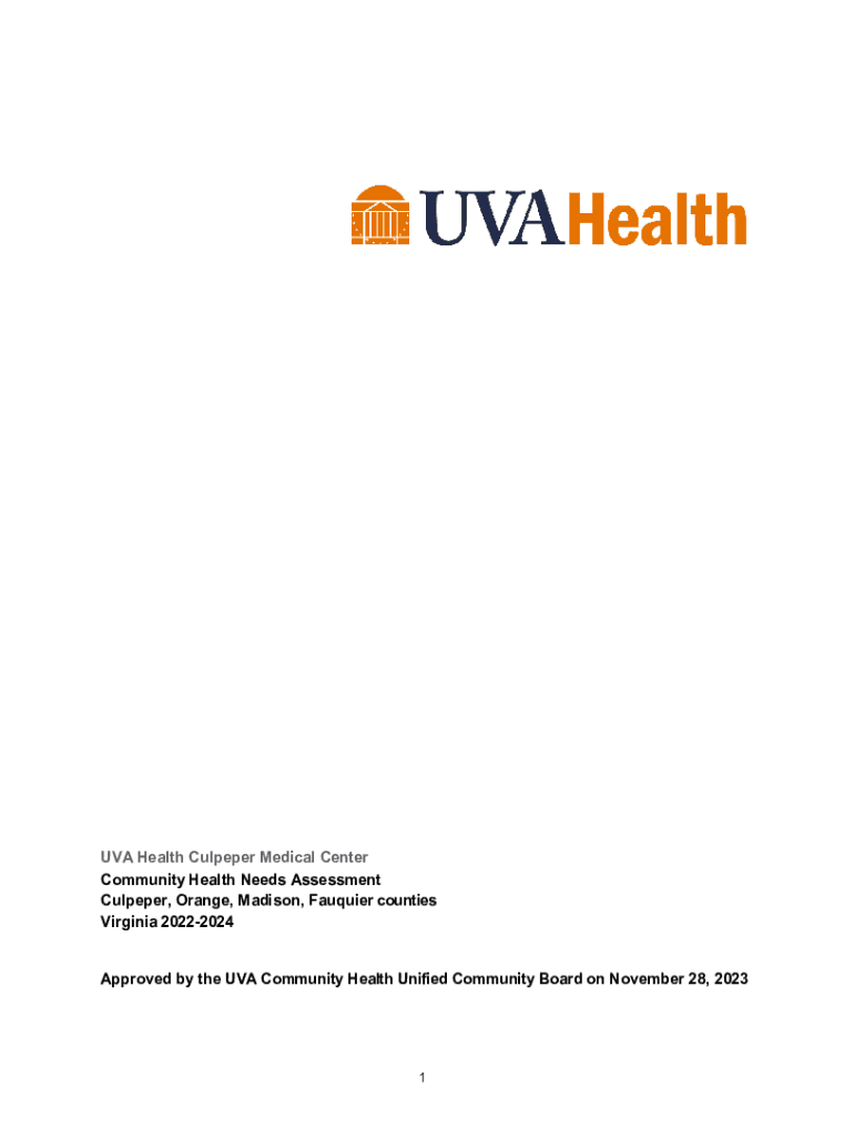 Fillable Online Approved by the UVA Community Health Unified ... Fax Email Print - pdfFiller