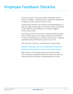 Fillable Online Employee Feedback Checklist Fax Email Print - pdfFiller
