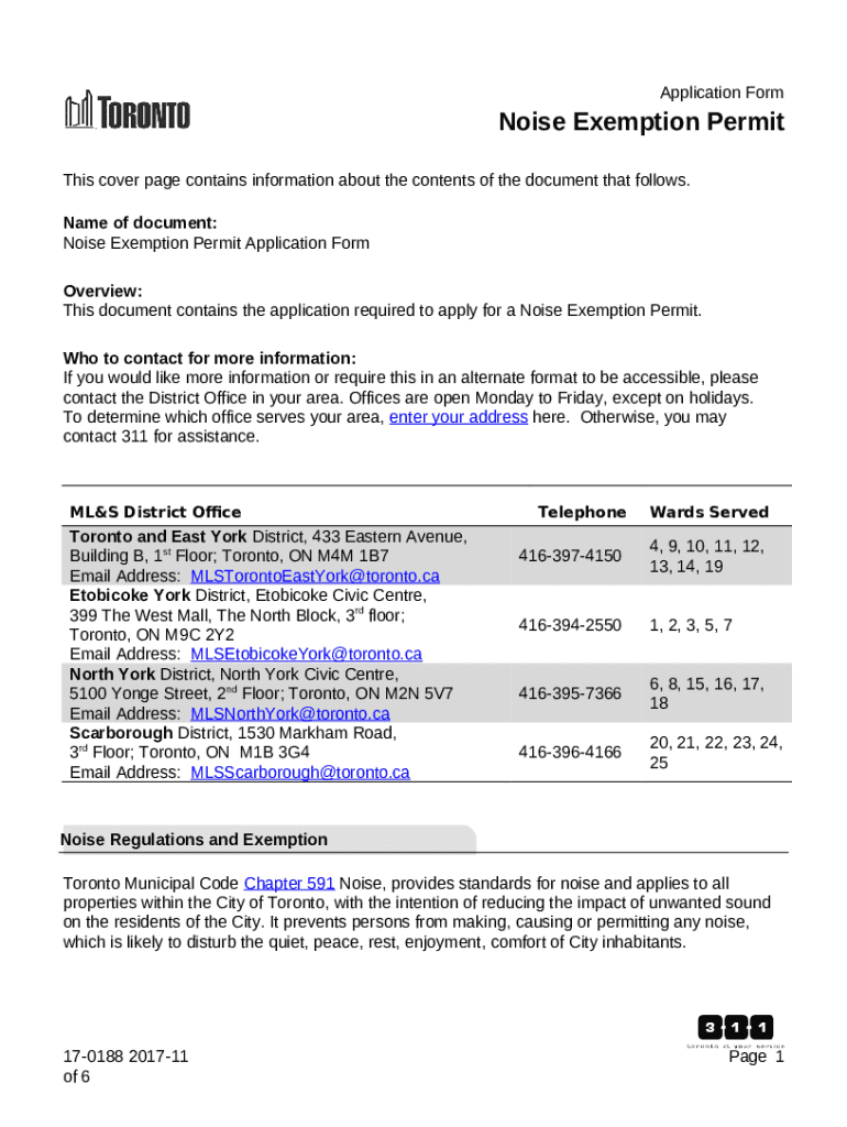 Noise Permit Toronto - Fill Online, Printable, , Blank Doc Template | pdfFiller