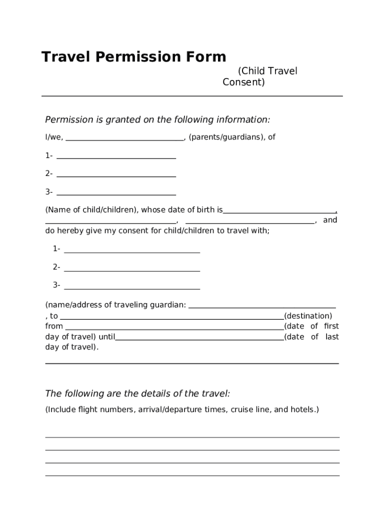 TRAVEL CONSENT 6759900 Doc Template | pdfFiller