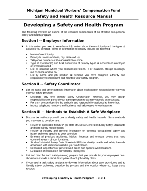 A GUIDE FOR DEVELOPING A WRITTEN SAFETY ... Doc Template | pdfFiller