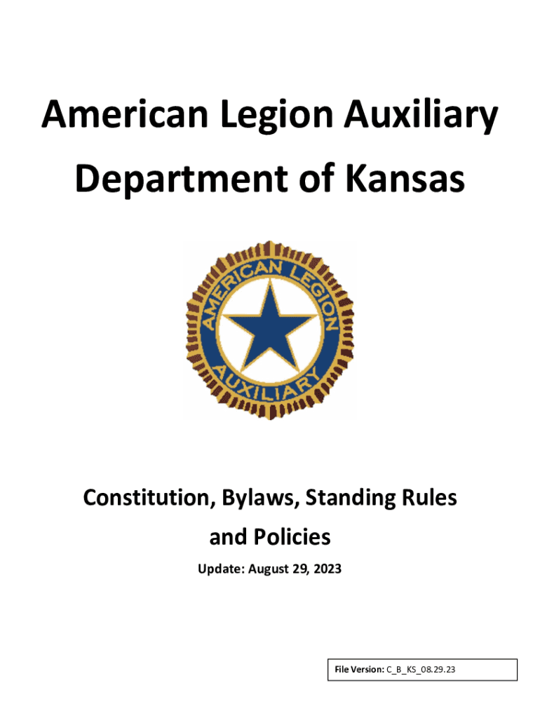 Fillable Online Kansas Department constitution and bylaws of the ...