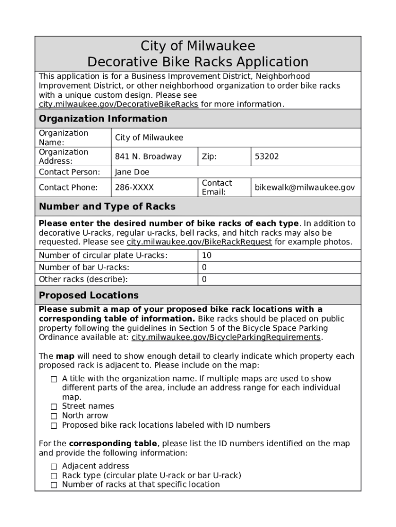 Bike Rack Request - City of Milwaukee - city milwaukee Doc Template ...