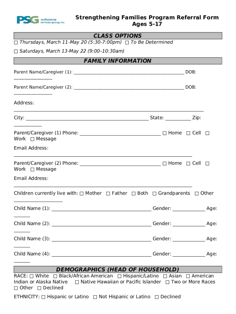 Strengthening Families Program Referral Ages 5-17 ... Doc Template ...