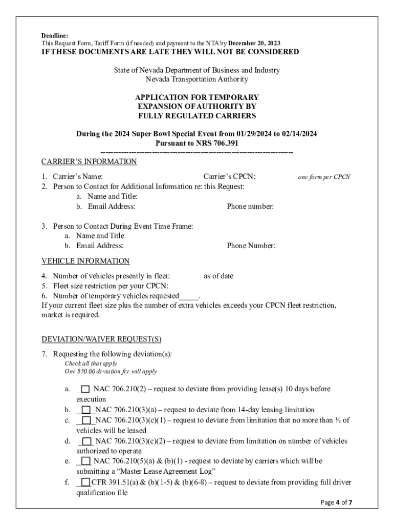 Fillable Online nta nv information and instructions regarding charter ...