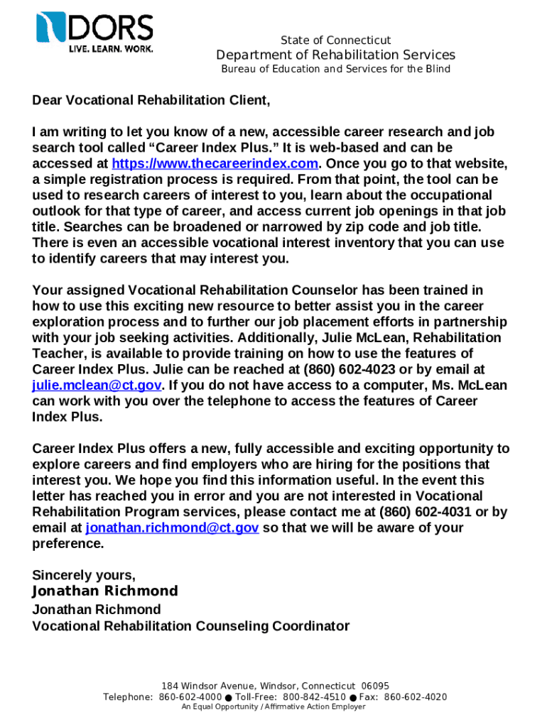 Download the Connecticut BESB client Career Index Plus ... Doc Template ...