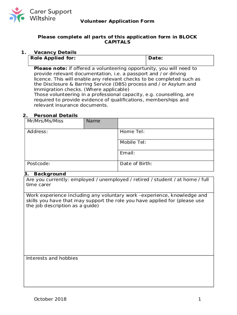 Individual volunteersWashington State Parks Doc Template | pdfFiller