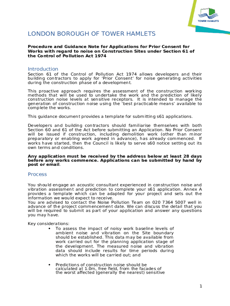 Initial Application for S61 Prior Consent - Tower Hamlets - s Doc ...