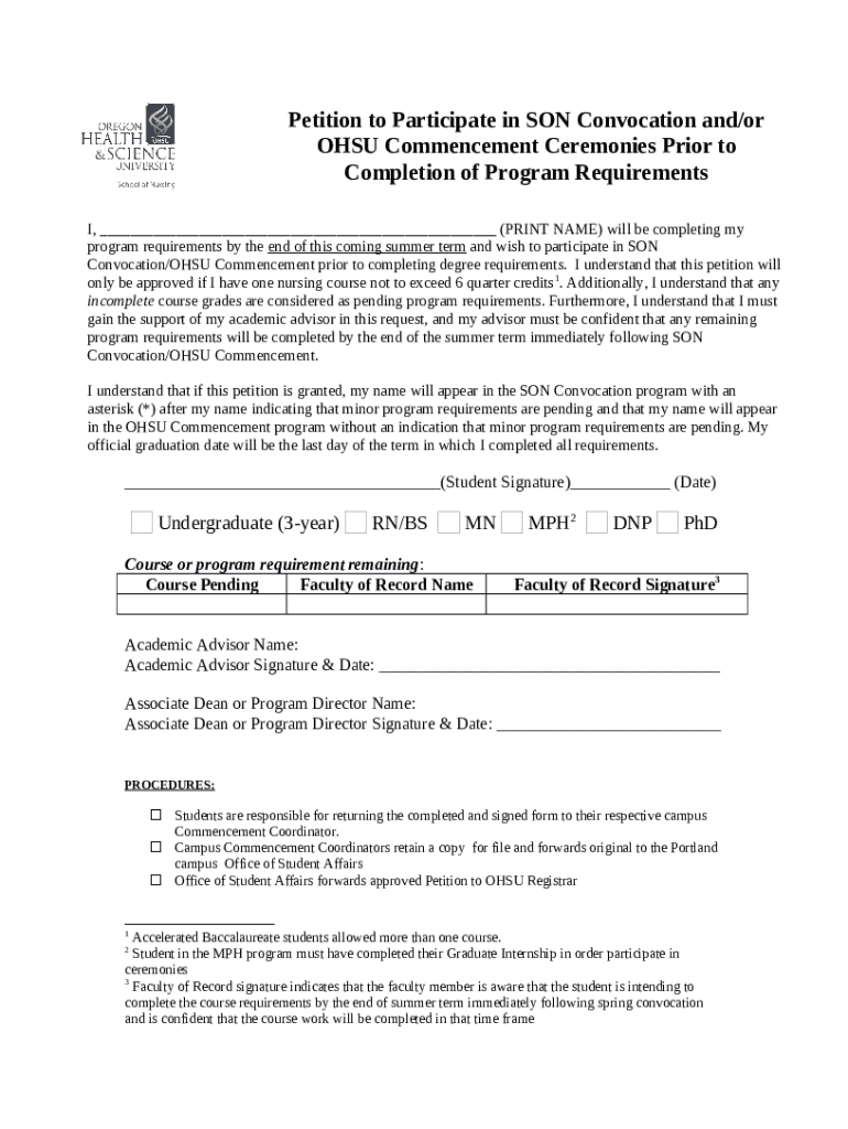 Graduation and Completion - School of Nursing Doc Template | pdfFiller
