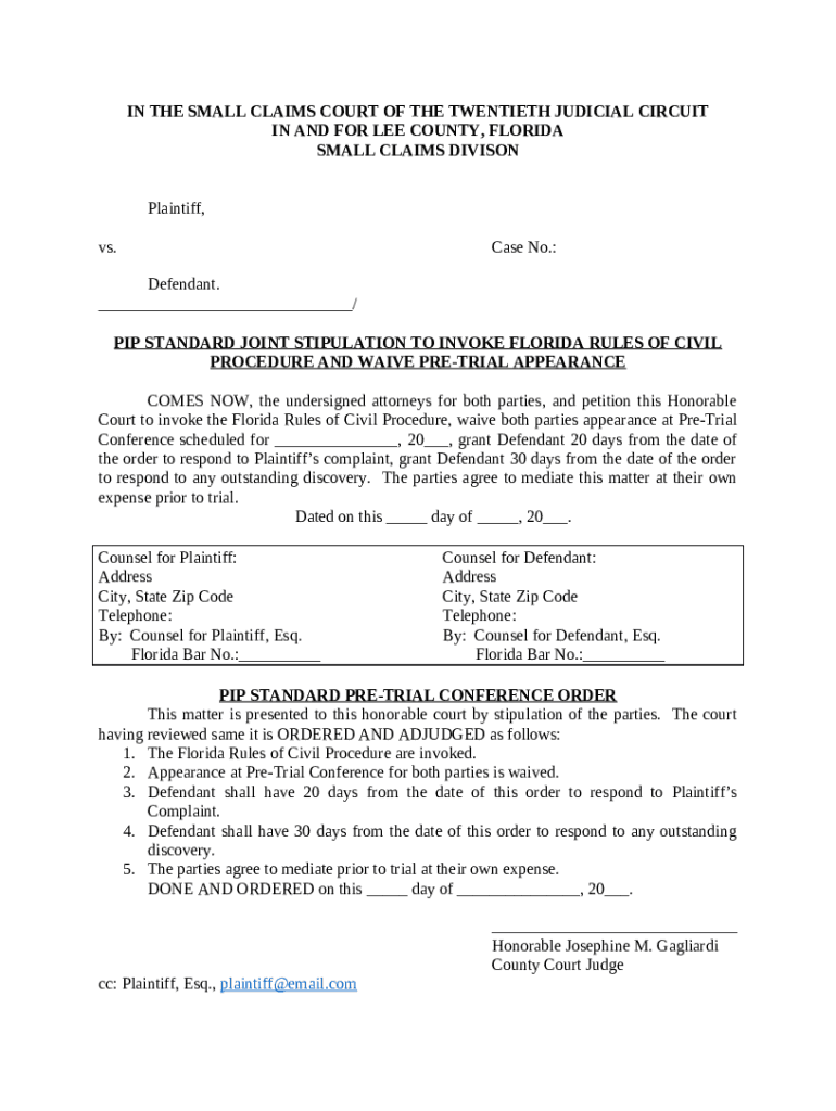 Judge Foster's Civil Division Procedures Collier County Doc Template ...