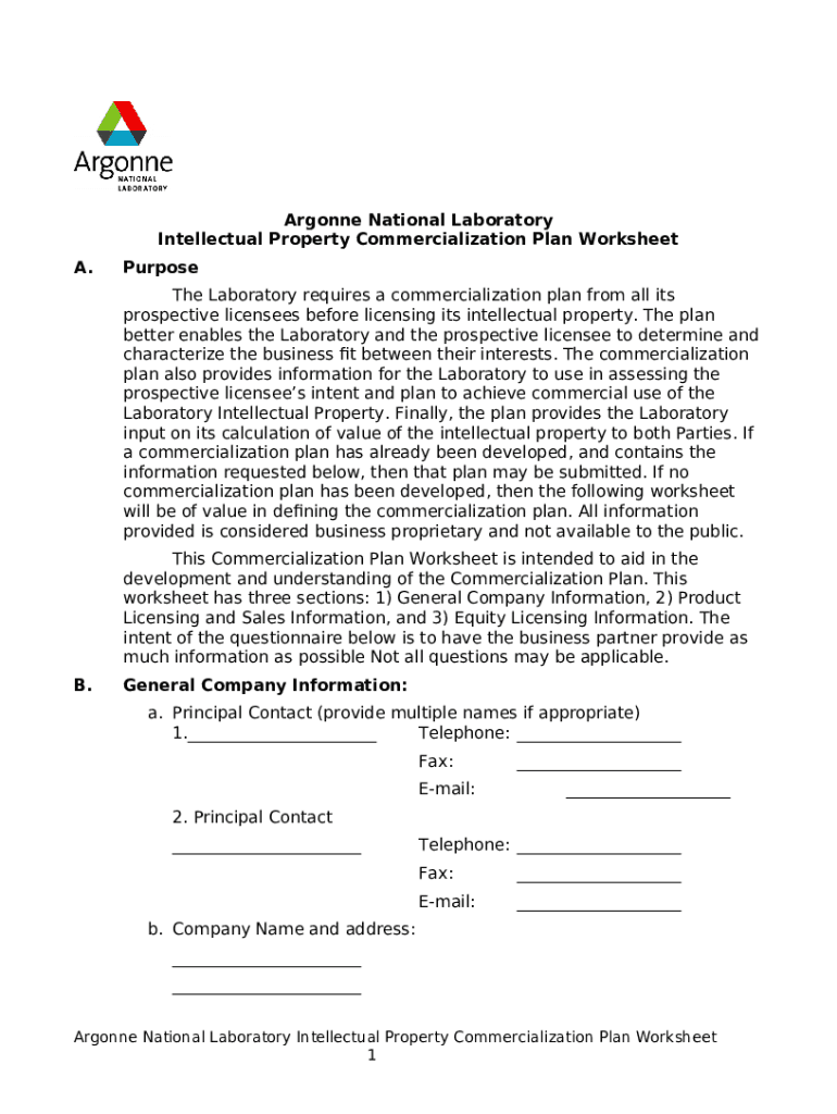 Commercialization Plan Worksheet Doc Template | pdfFiller