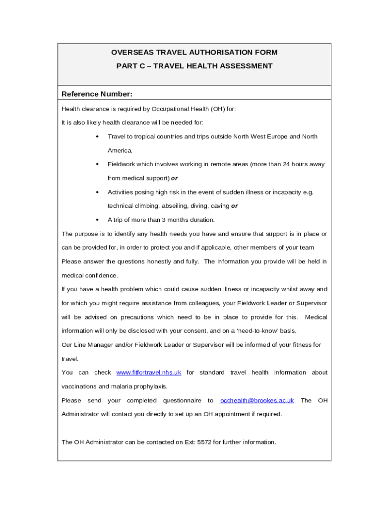 OVERSEAS TRAVEL AUTHORISATION Doc Template | pdfFiller
