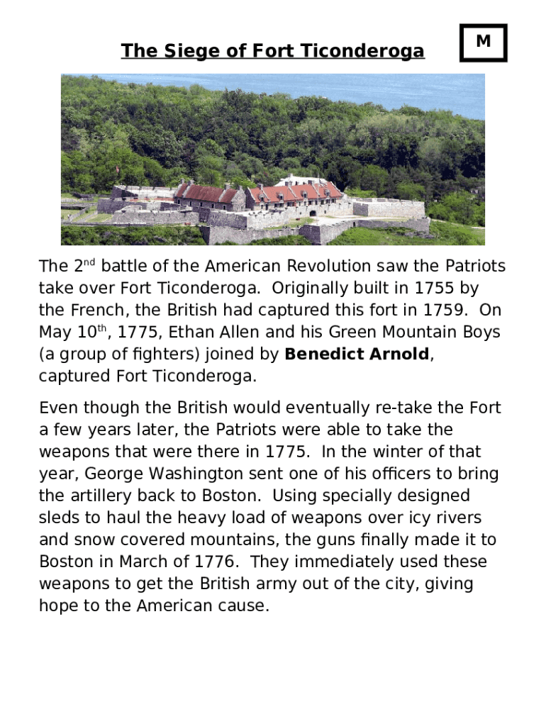 The Capture of Fort Ticonderoga - Leaders, Facts & ... Doc Template ...