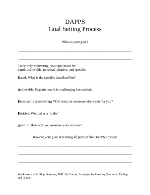 DAPPS Goal Setting Worksheet Doc Template | pdfFiller