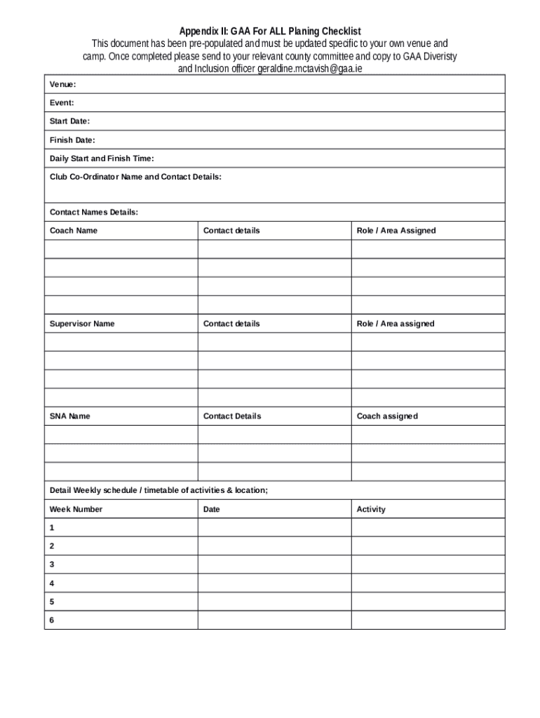 Event Planning Venue Checklist Doc Template | pdfFiller