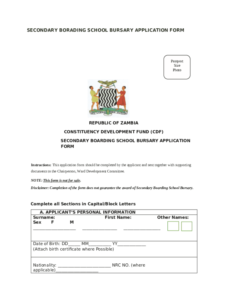 CDF Application for... - Kafue Constituency Office Doc Template | pdfFiller