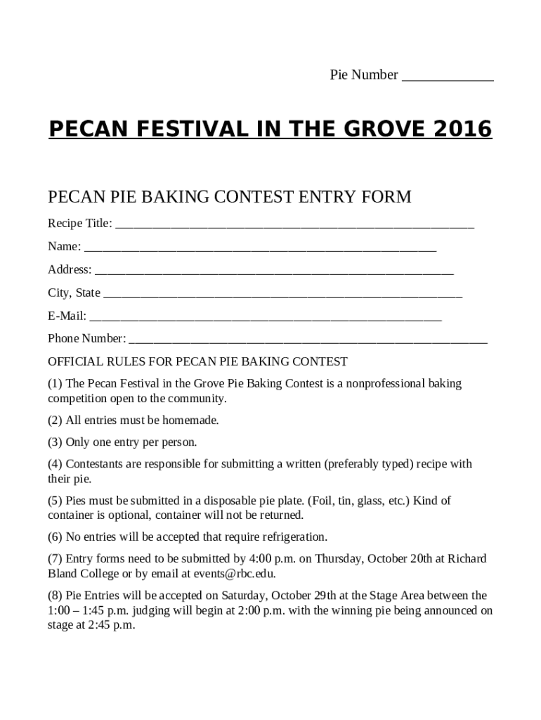 Pie Baking Contest Entry - Manitou Springs, Colorado Doc Template ...