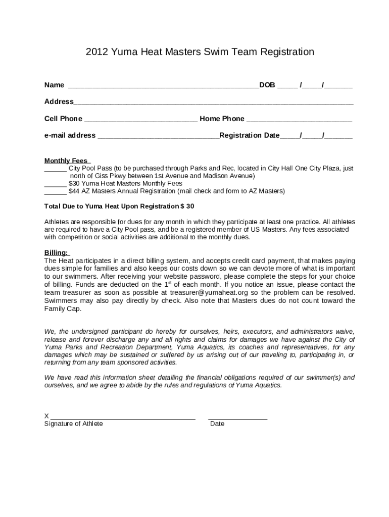 2nd Annual Pete Bardak Memorial Masters Swim Meet Doc Template | pdfFiller