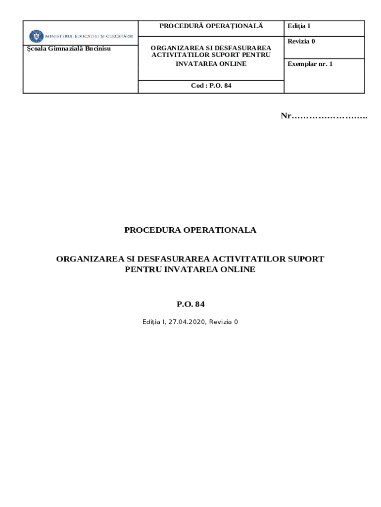 procedura-operationala-predarea-online Doc Template | pdfFiller