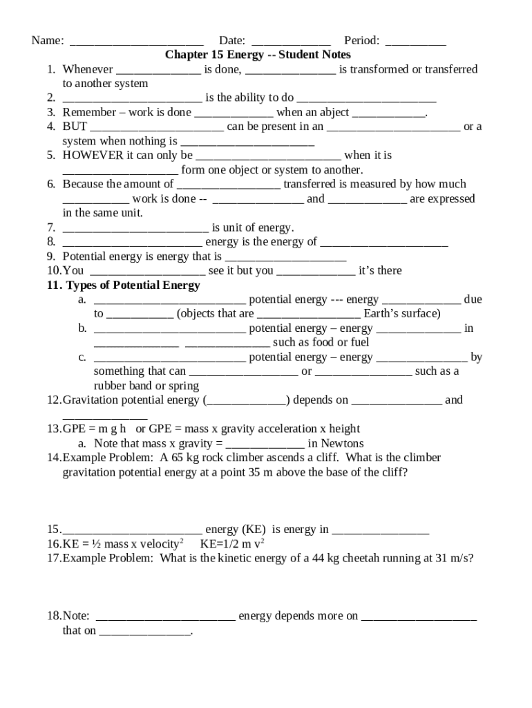 15.1 Energy and its s Flashcards Doc Template | pdfFiller
