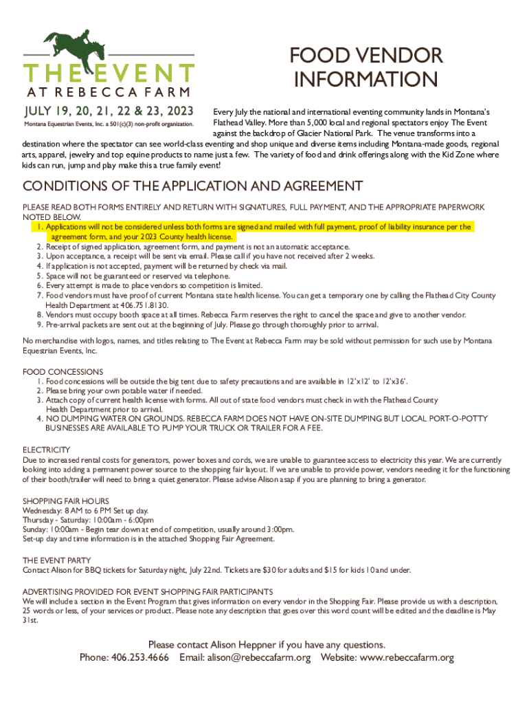 Fillable Online Food Vendor Information Application Fax Email Print ...
