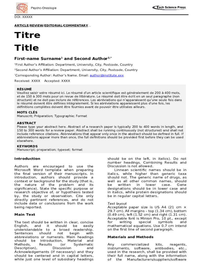 Psycho-Oncology Template - Wiley Doc Template | pdfFiller