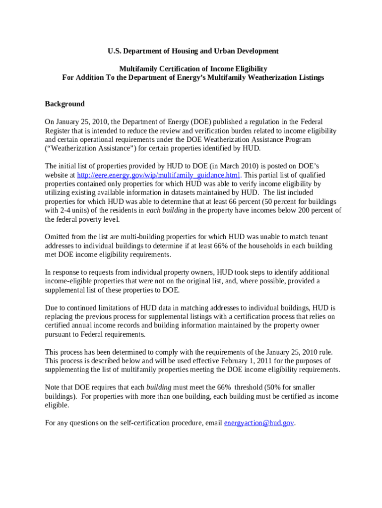 HUD Develops Self-Certification for Owners to Show ... Doc Template ...